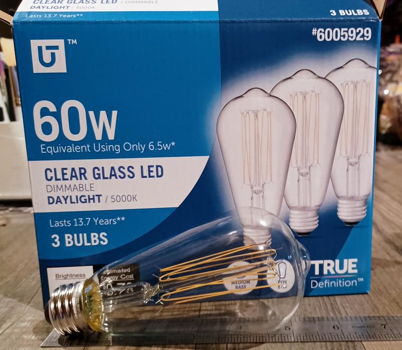 Utilitech Wound-Thin Filament 60 -Watt EQ ST19 Daylight Screw bases ...