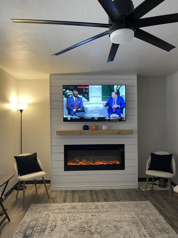 Hastings Home 36-in W Black Wall mount Fan-forced Electric Fireplace ...