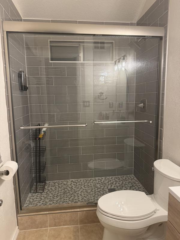 MAAX Aura Chrome 55-in to 59-in W x 71-in H Semi-frameless Fluted Glass ...