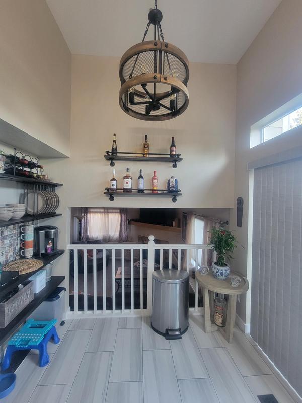 LNC Laius 5 -Light Matte Black Cage Wood Chandelier in the Chandeliers ...