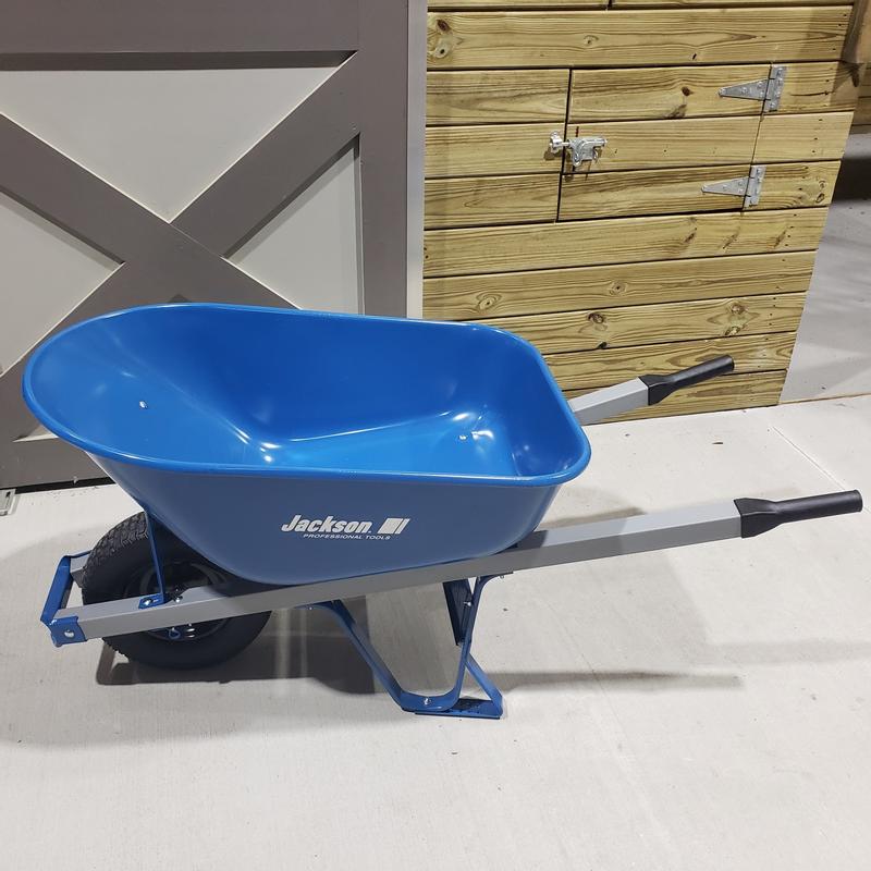 Jackson 6-cu ft 1 Wheel Steel Push Wheelbarrow Flat-Free Tire M6SFFKB ...