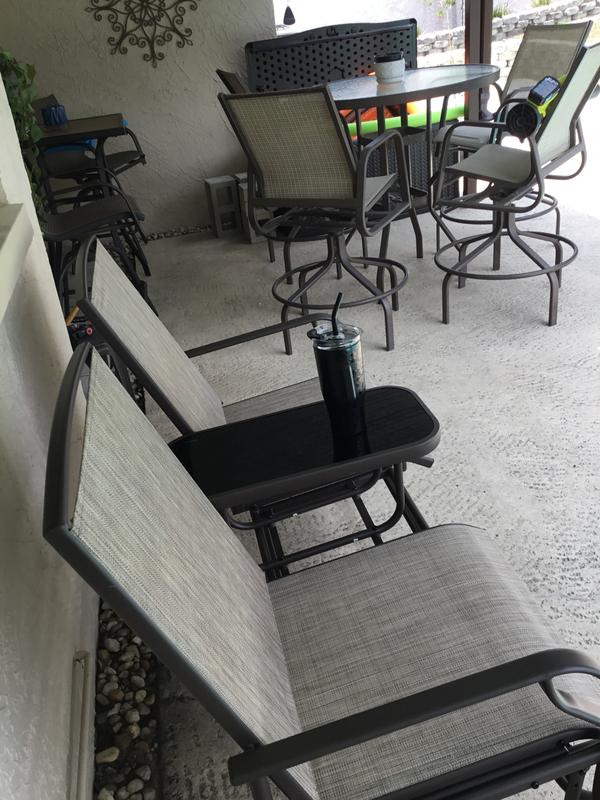 Forclover Swing Glider Chair 2 -person Blue Outdoor Glider in the Porch ...