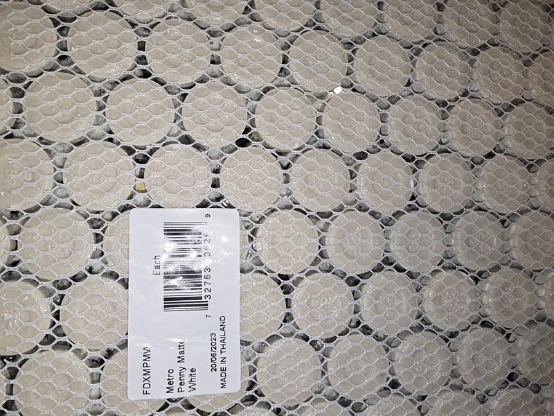 Affinity Tile Metro Penny Matte White with Black Flower 10-in x 12-in ...