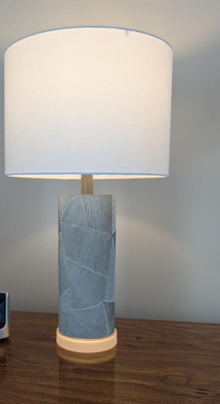 KAWOTI Aureole 23-in Gray with White LED 4-way Table Lamp with Fabric ...
