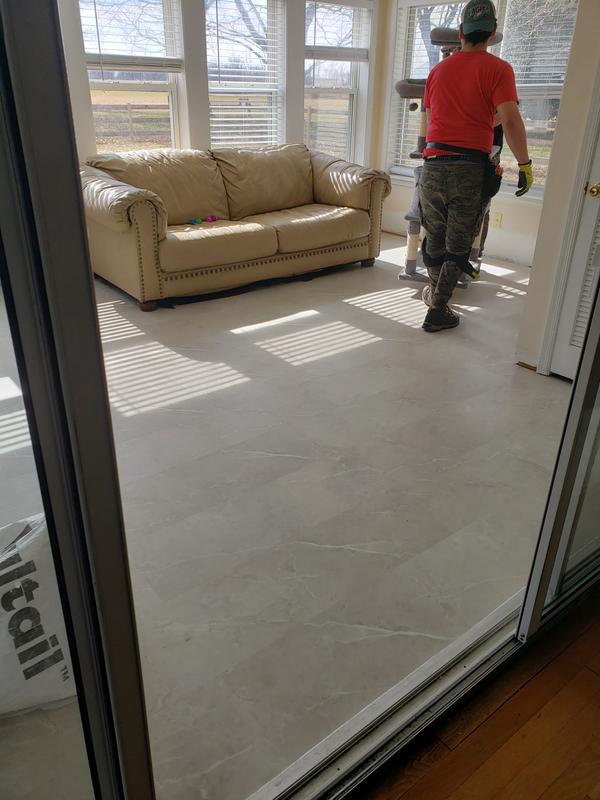 Artmore Tile Dark Gray Stone Look 28-mil x 12-in W x 24-in L Waterproof ...