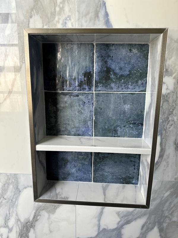 Artmore Tile Haven Blue 8-in x 8-in Matte Ceramic Stone Look Floor and ...
