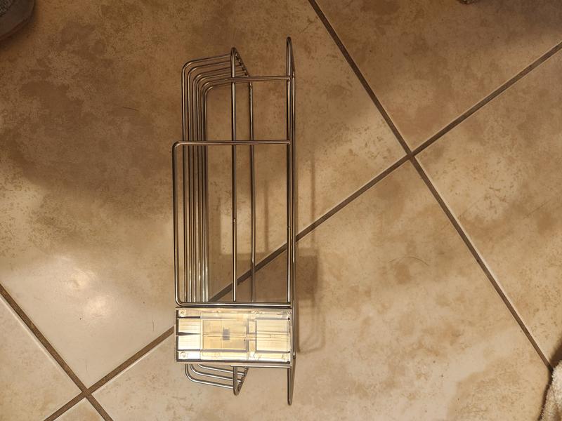 Command Satin Nickel Stainless Steel 1-Shelf Adhesive Bathtub Caddy 12. ...
