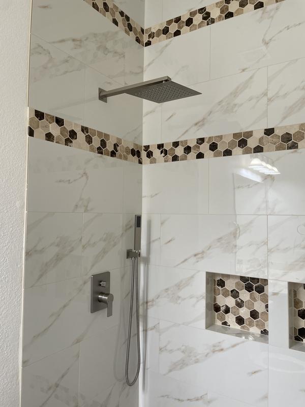 WELLFOR Matte black 9.92-in Dual Head Built-In Shower Faucet System ...
