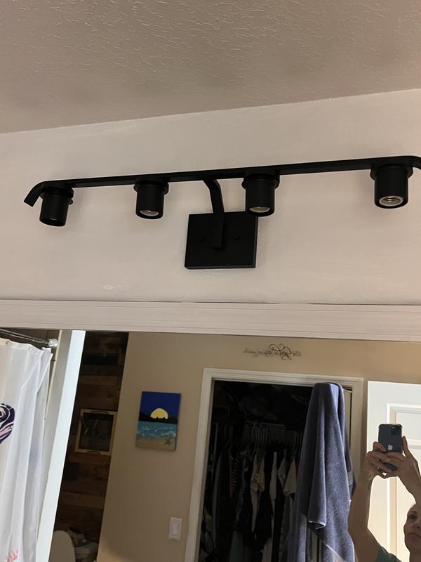 KAWOTI 30-in 4 Light Matte Black Transitional Bathroom Vanity light in ...