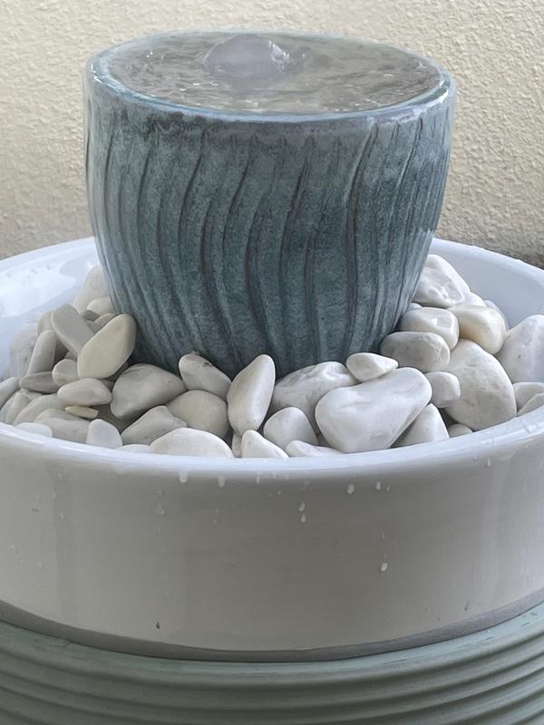 allen + roth Round 7.68-in W x 7.68-in L Blue Glazed ceramic Indoor ...