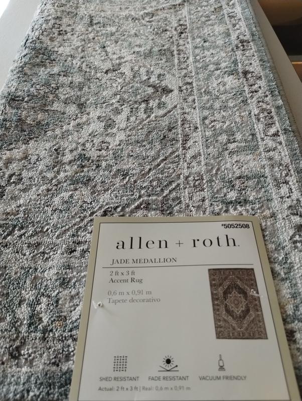allen + roth Jade Medallion 2 x 3 (ft) Loomed Polyester Jade Green ...