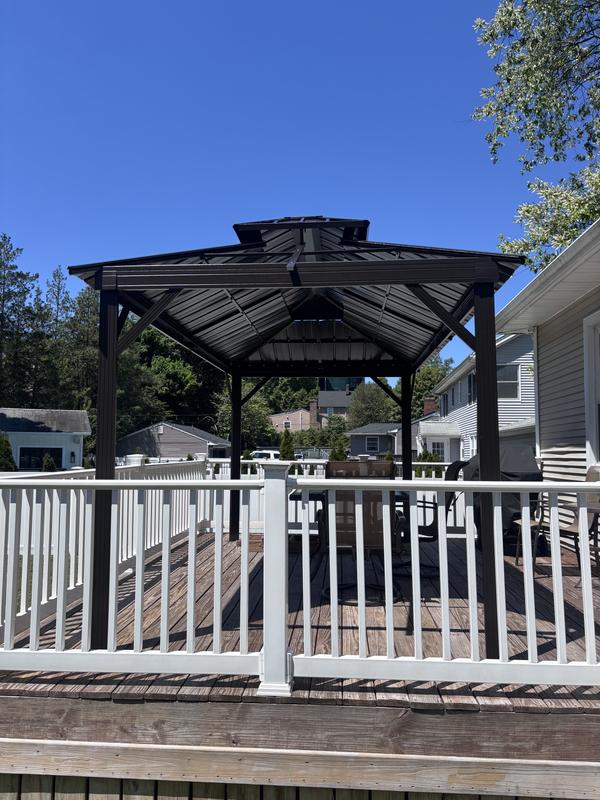 PURPLE LEAF 20-ft x 11-ft Gazebo Bronze Gazebo with Hardtop Roof ...