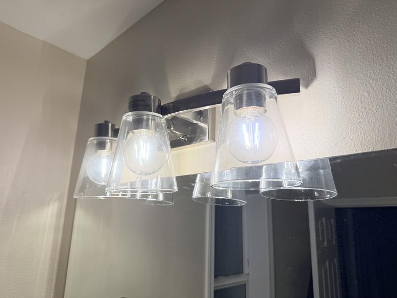 allen + roth Fairendale 21.75-in 3-Light Brushed Nickel Transitional ...