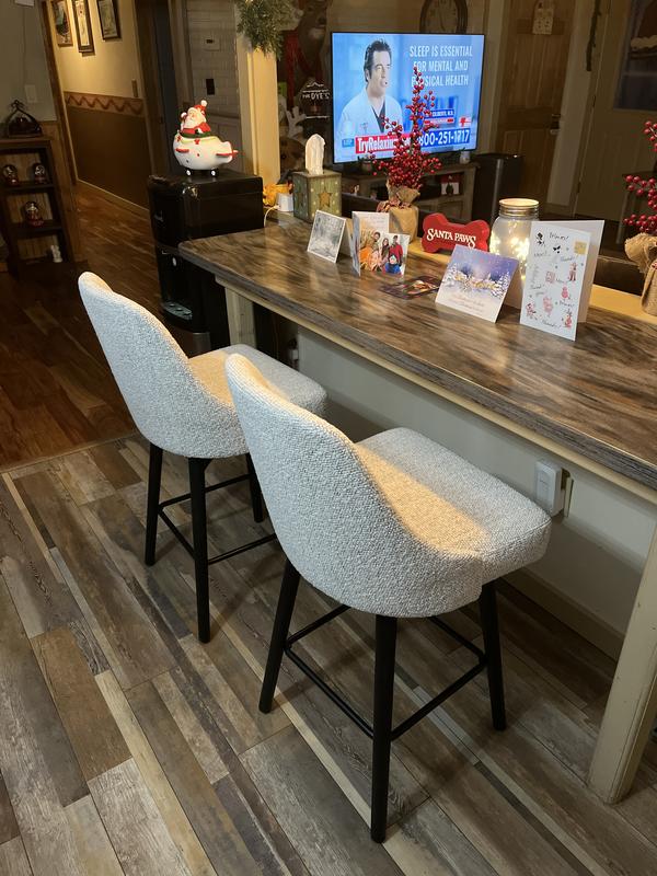 Circle 55 Cotton 26.4-in H Counter height Upholstered Swivel Wood Bar ...