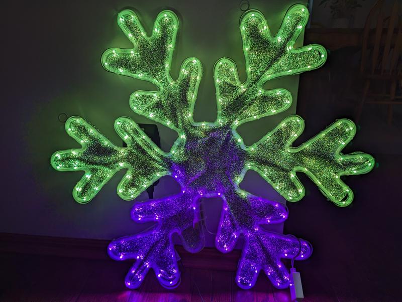 GE 30-in Hanging Snowflake Hanging decoration with Multicolor LED ...