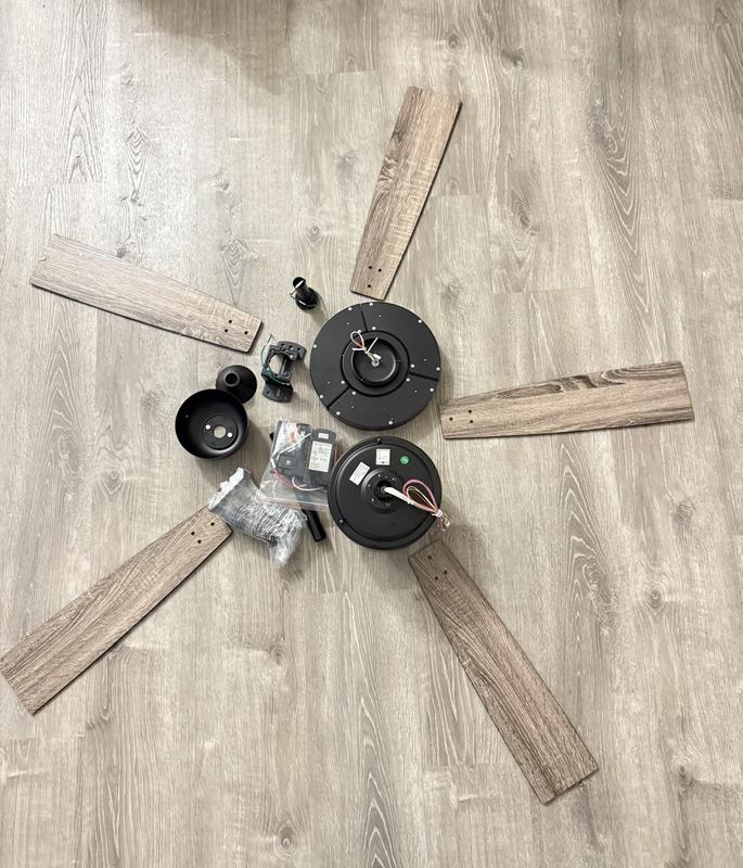 Parrot Uncle 52-in Black/Antique Oak with Matte Black Blades Adjustable ...