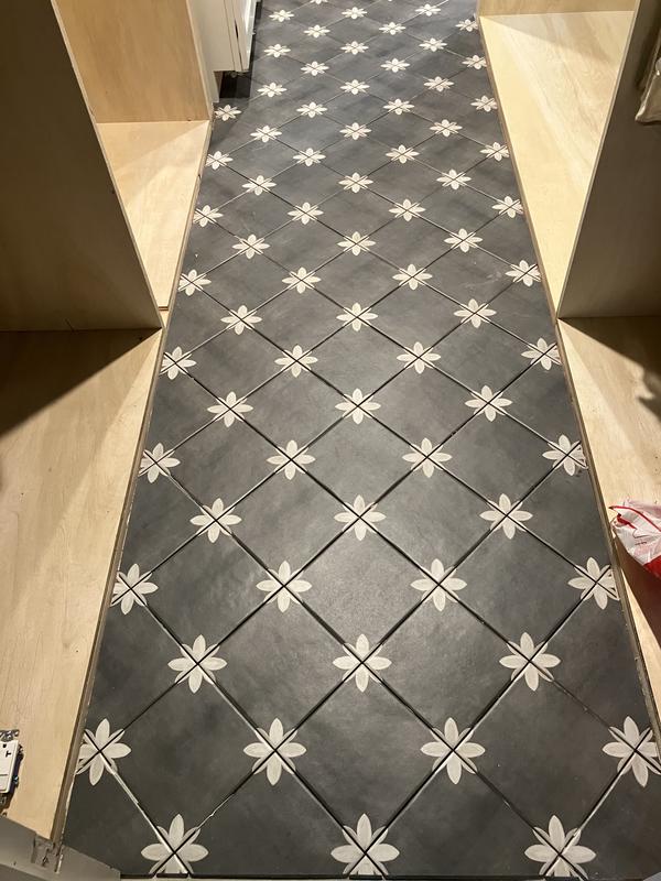 allen + roth Fiona Blue 8-in x 8-in Matte Porcelain Patterned Floor and ...