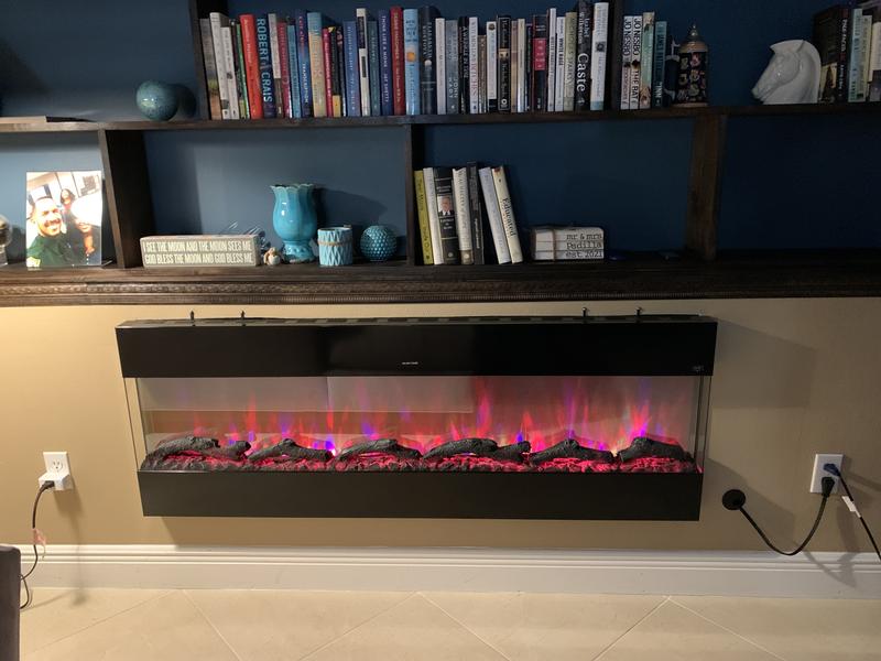 Cambridge 50-in W White Wall mount LED Electric Fireplace with Remote ...