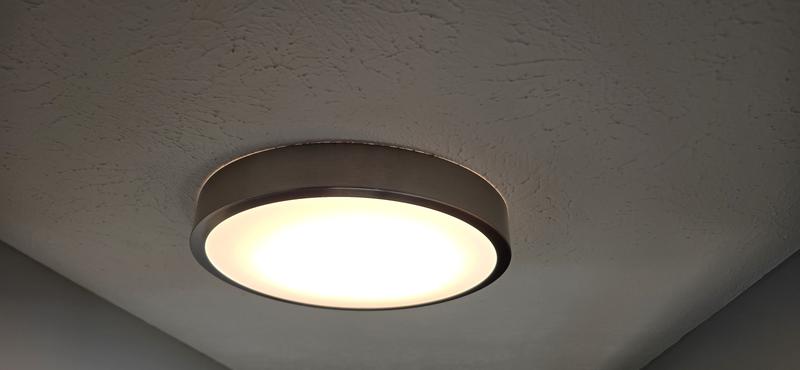 Globe Electric Wes 13-in Matte Black Indoor Smart LED RGBW Flush Mount ...