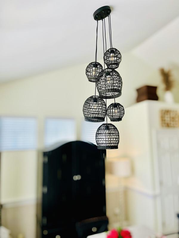 allen + roth MAYA 6-Light Matte Black Traditional Cage Chandelier ...