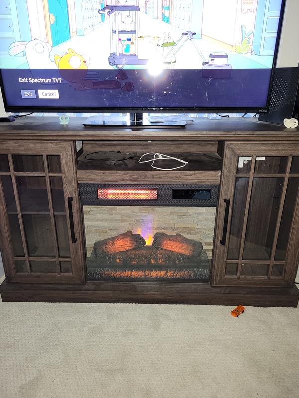 allen + roth 54-in W Blanco Oak TV Stand with Infrared Quartz Flat Wall ...