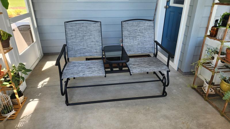 Clihome Black Steel Frame Rocking Chair with Gray Sling Seat CWCH ...