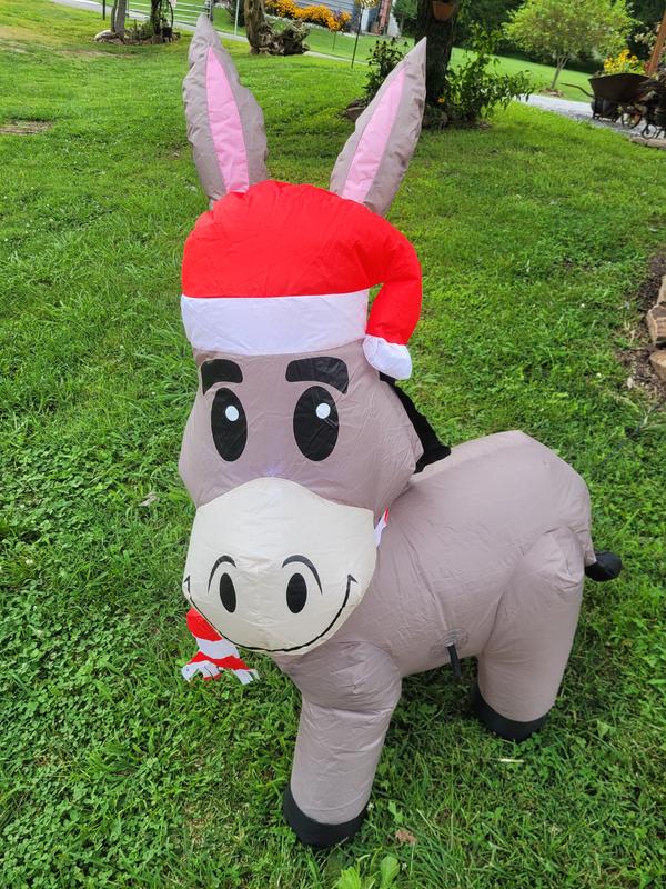 Holiday Living 4-ft LED Donkey with Santa Hat Christmas Inflatable ...