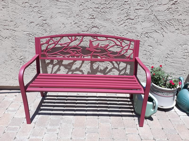 Forclover Outdoor Red Steel Park Bench 48.5-in W x 30-in H Red Steel ...