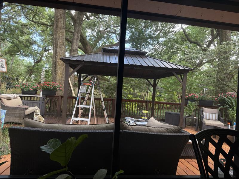 PURPLE LEAF 8-ft x 8-ft Gazebo Square Bronze Metal Steel Roof Gazebo ...