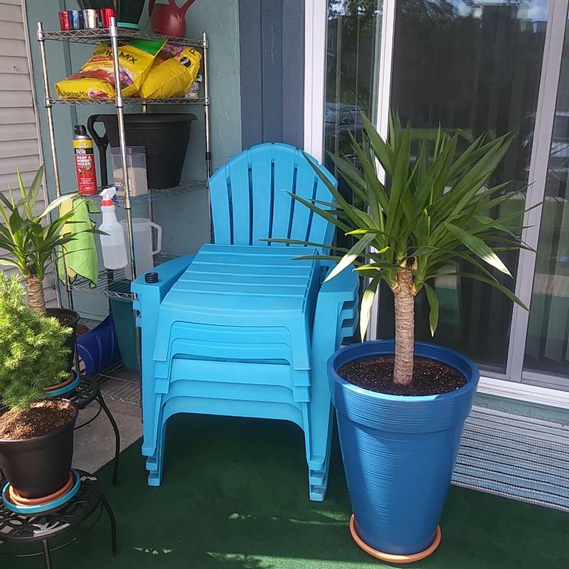 allen + roth Round 15.79-in W Large Blue Resin Indoor/Outdoor Planter ...