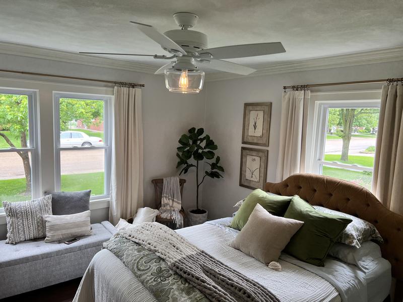 Hunter Bennett 52-in Matte Black with Grey Walnut/Burnt Walnut Blades ...