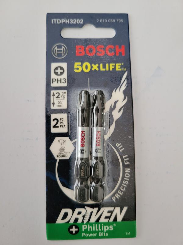 Bosch Driven 1/4-in x 2-in Phillips Impact Driver Bit (2-Piece ...