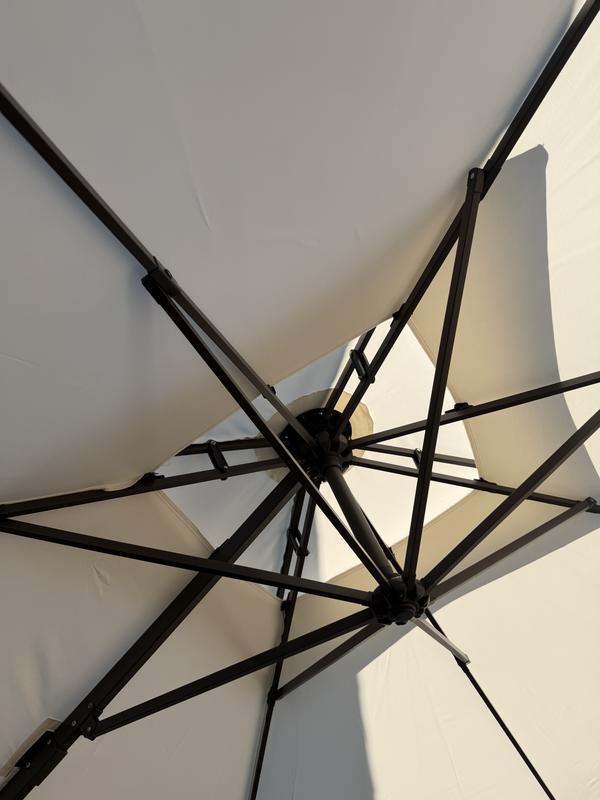 VOUA 9-ft Aluminum Red Crank Cantilever Patio Umbrella with Base in the ...