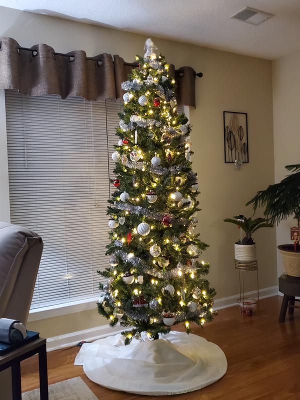 GE 7-ft Slim Lexington Pine Pre-lit LED Artificial Christmas Tree ...