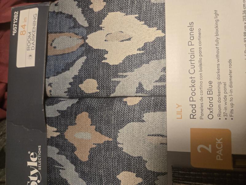Style Selections 84-in Oxford Blue Floral Room darkening Rod pocket ...