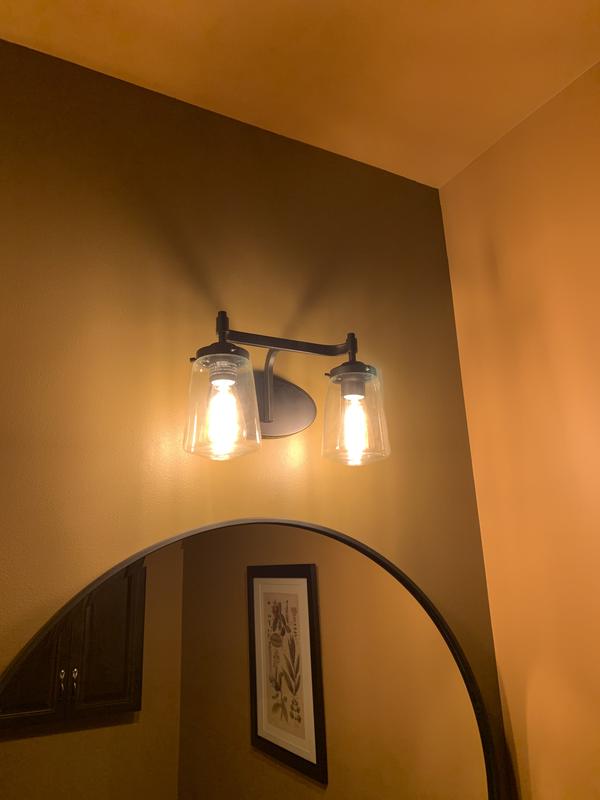 allen + roth Wyatt 14.3-in 2 Light Matte Black Farmhouse Bathroom ...