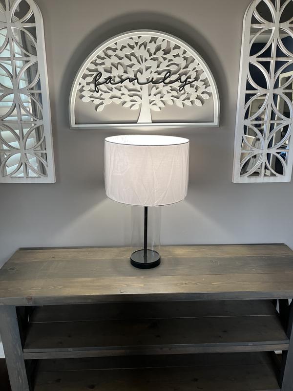 allen + roth 24-in Matte Black On/Off switch Table Lamp with Linen ...