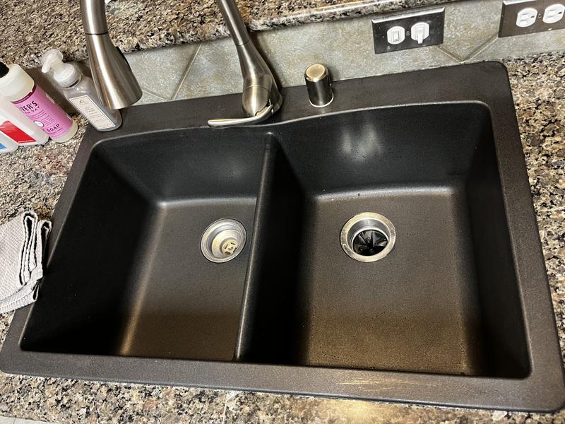 BLANCO Diamond Dual-mount 33-in x 22-in Anthracite (Black) Granite ...