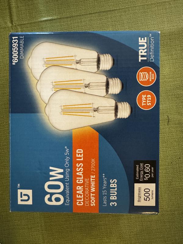 Utilitech Straight Filament 60 -Watt EQ ST19 Daylight Medium screw base ...