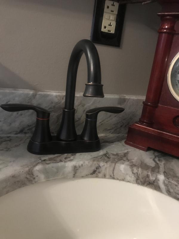 WELLFOR Oil Rubbed Bronze 4-in centerset 2-Handle Bathroom Sink Faucet ...
