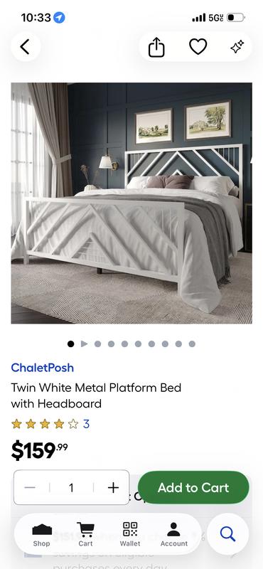 CasePiece White Queen Metal Platform Bed CMB018QPL-WT-MT at Lowes.com