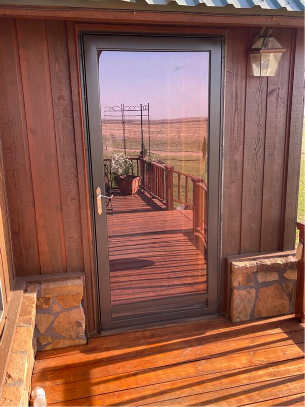 LARSON NuVent 36-in x 81-in Brown Full-view Aluminum Storm Door with ...