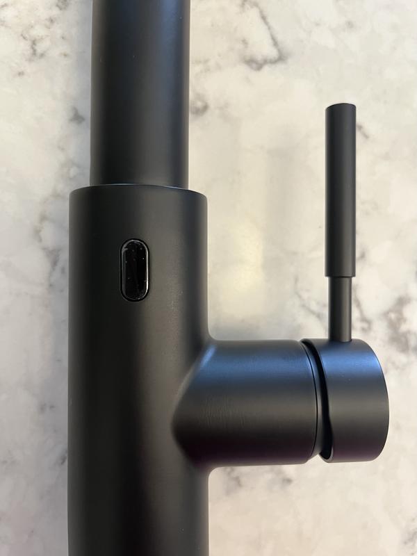 Project Source Matte Black Single Handle Deck-mount Touchless Pre-rinse ...