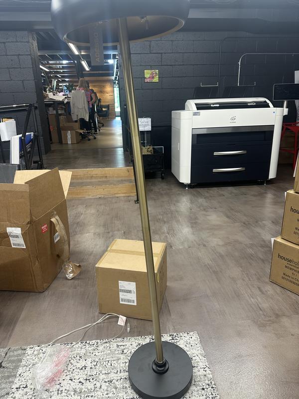 Adesso Cap 63.5-in Black and Antique Brass Standard Floor Lamp with ...