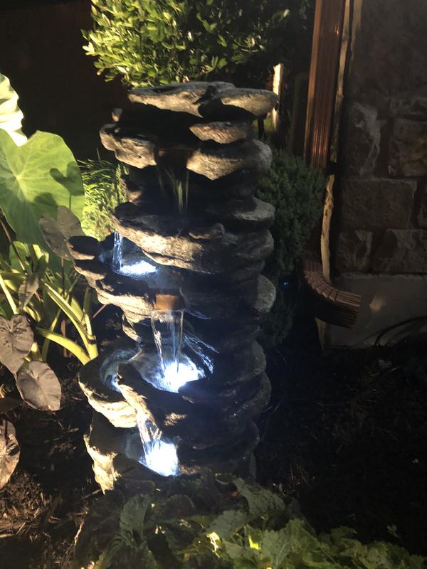 Watnature 40-in H Resin Water Rock Waterfall Outdoor Fountain Pump ...