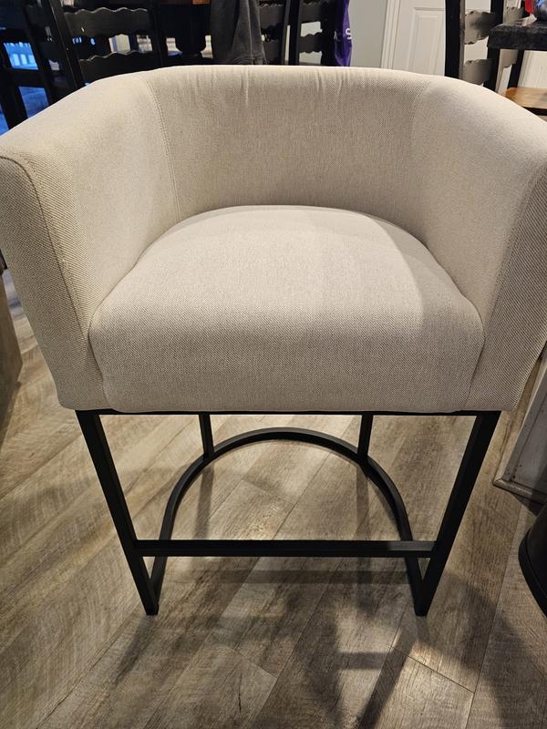 LUE BONA Beige 27-in H Counter height Upholstered Metal Bar Stool 3 ...