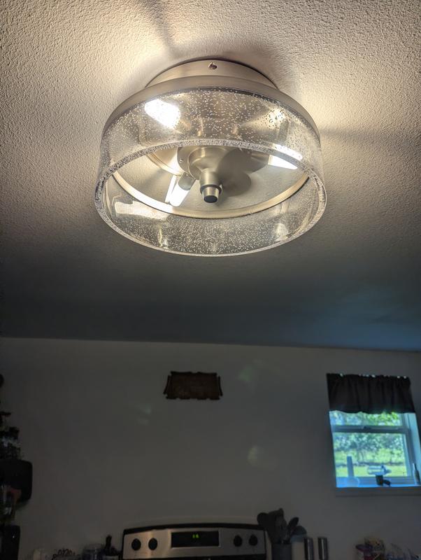 Parrot Uncle 12.6-in Satin Nickel LED Indoor Flush Mount Chandelier ...