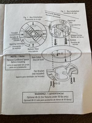 Hubbell Bell PVC Weatherproof New Work/Old Work Ceiling Fan Electrical ...
