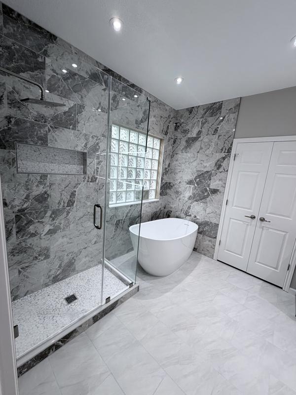 Origin 21 Grey Essence 10-in x 11-in Polished Porcelain Marble Look ...