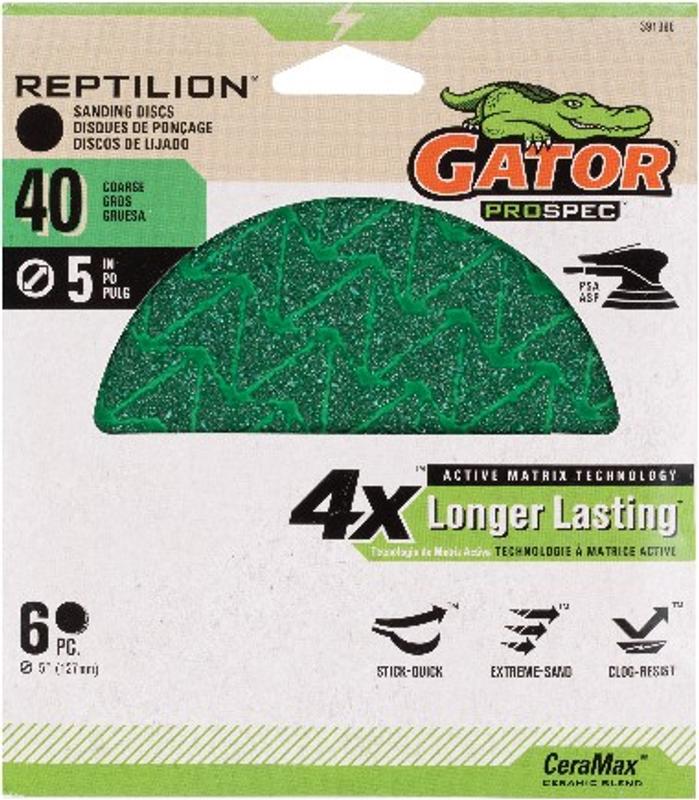 Gator Reptilion PSA 6-Piece Ceramic Alumina 40-Grit Disc Sandpaper ...
